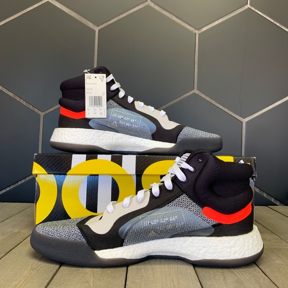 adidas | Shoes | Adidas Marquee Boost Mid Core Black White Red Shoe ...